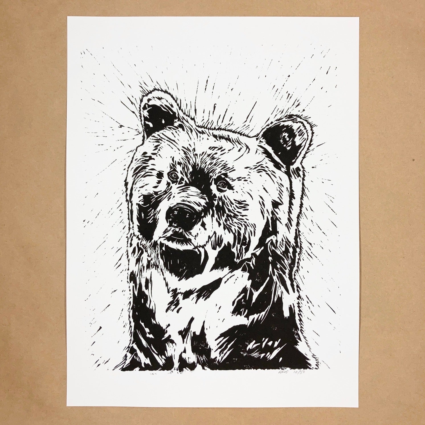 Bear Linocut Print – Irene Akio